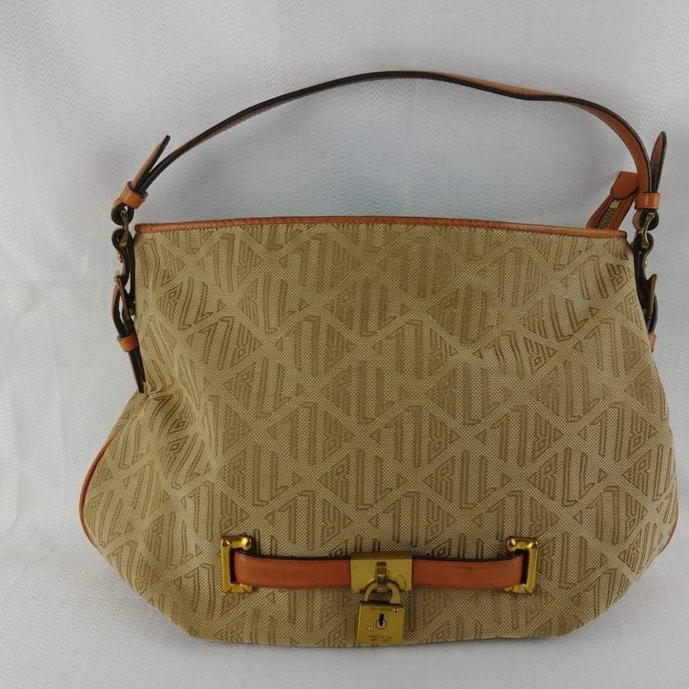 Rll Logo Tan Pocket Book Purse Ralph Lauren - Gem